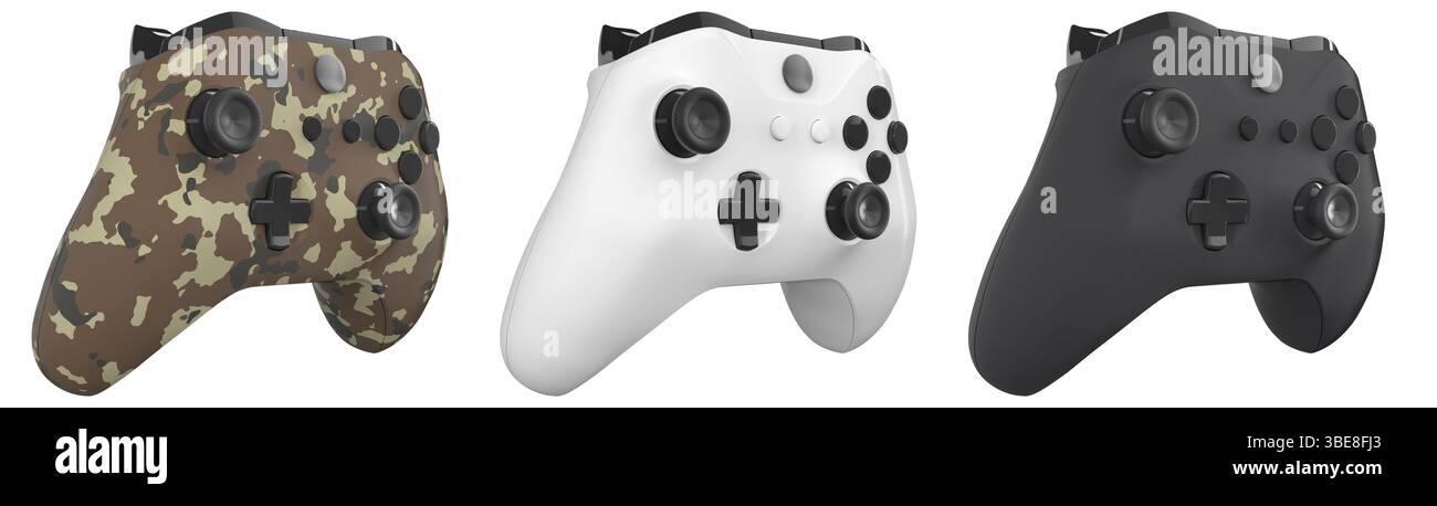 Collection of gaming controllers with different colors and designs for ...
