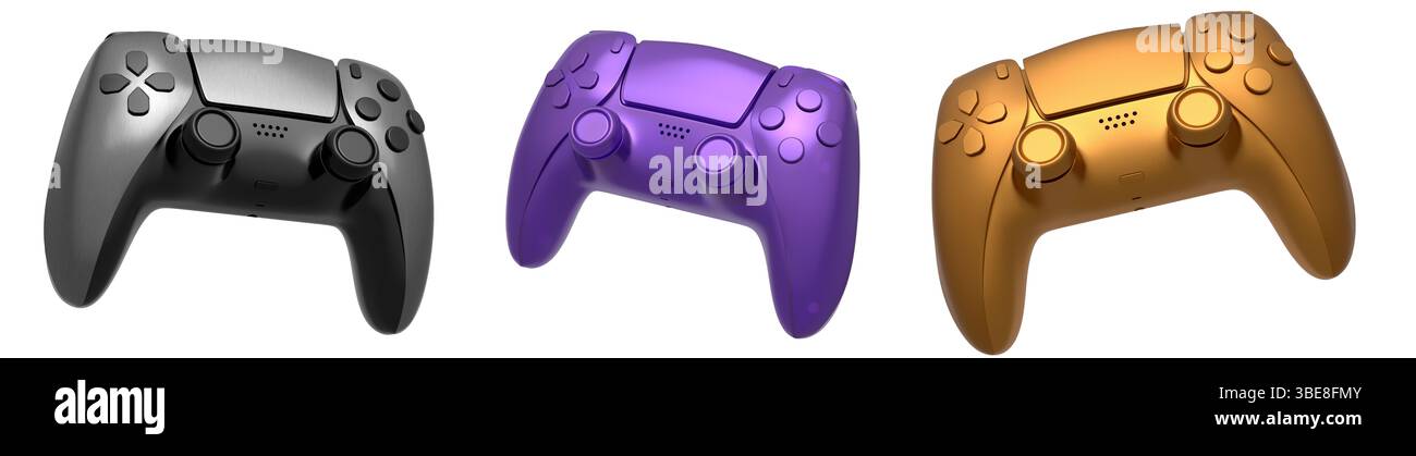 Collection of gaming controllers with different colors and designs for ...