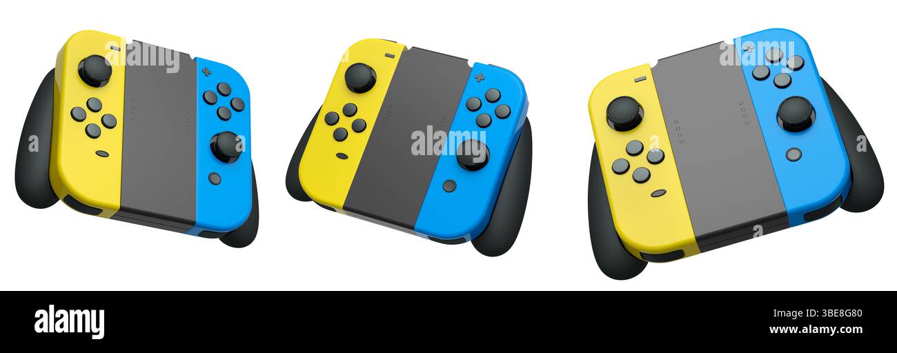 Realistic video game controllers console attached to mobile phone ...