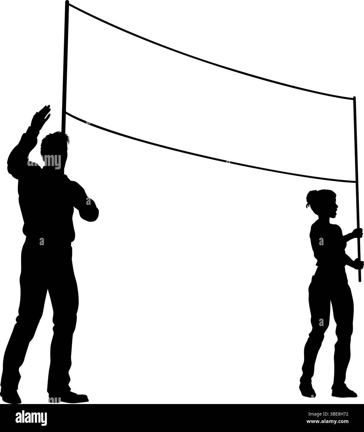 Banner Silhouette Protestors at March Rally Strike Stock Vector Image ...