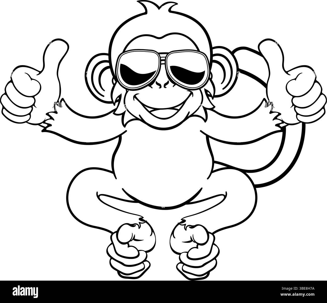 Monkey Sunglasses Cartoon Animal Giving Thumbs Up Stock Vector Image ...