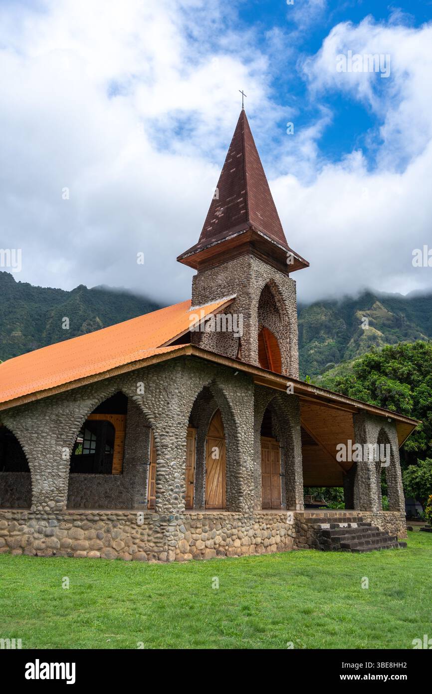 The Vaitahu catholic church in Tahuata, Marquesas Islands, French ...