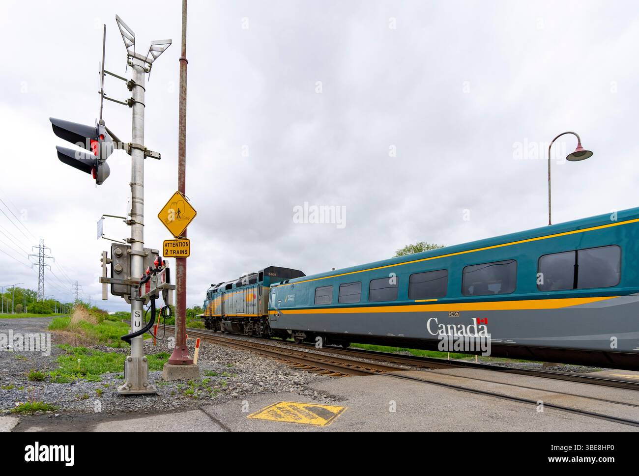 A VIA Rail train is seen on tracks in the Montreal suburb of ...