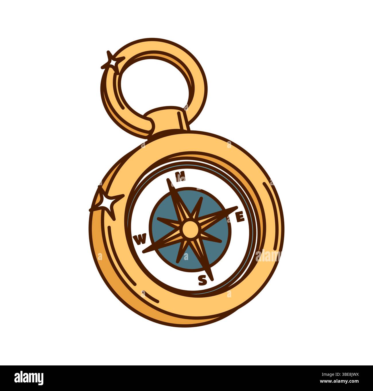 Cartoon groovy ancient pirate and corsair compass with a wind rose and ...