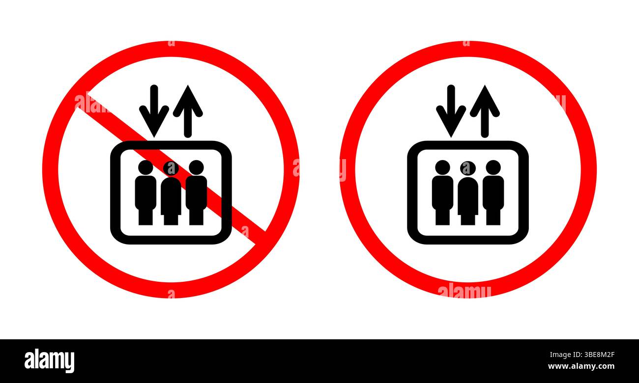 Elevator signs indicating capacity limits and guidelines for safe usage ...