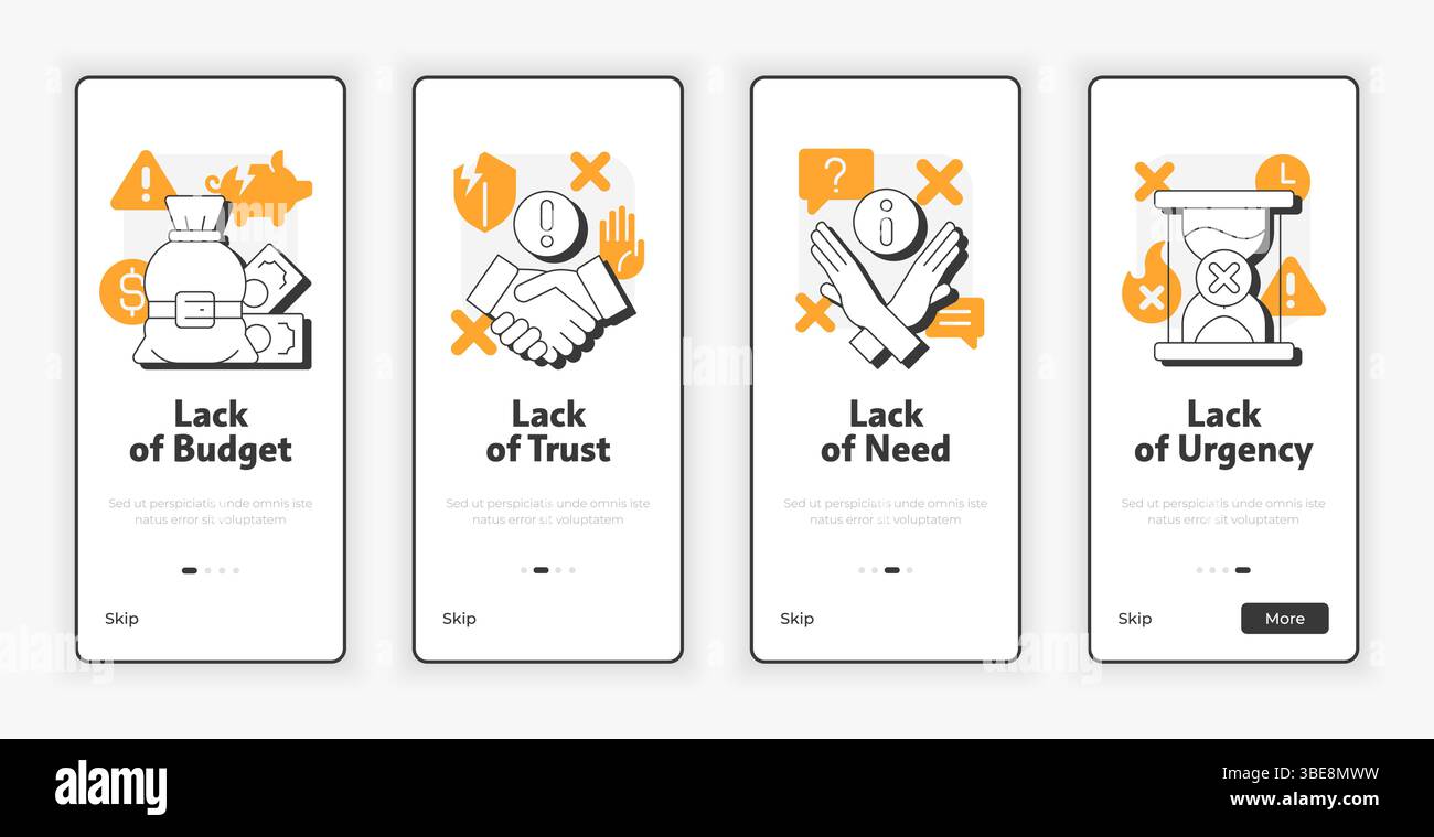 Types of objections mobile onboarding screen Stock Vector Image & Art ...