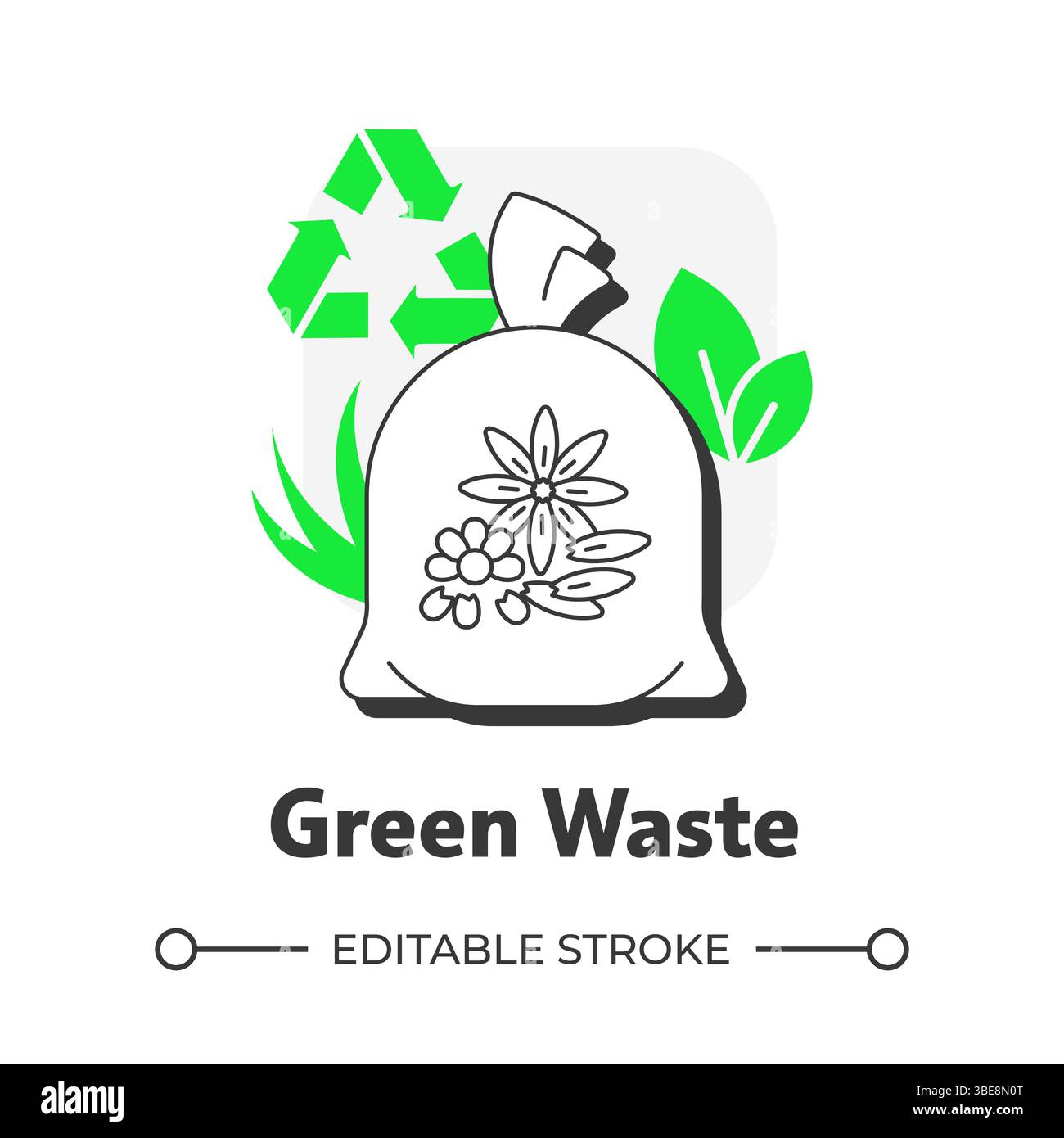 Green waste flat outline concept icon Stock Vector Image & Art - Alamy