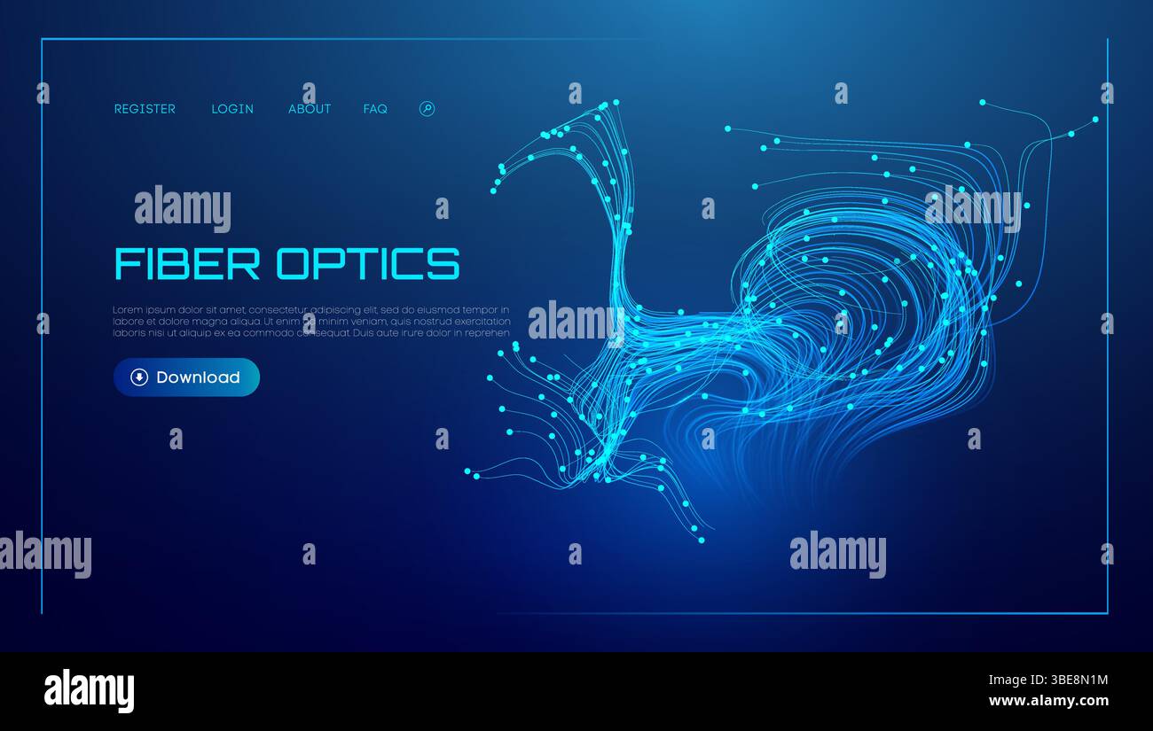 Fiber optic line light velocity abstract optical technology network design. High speed cables ...