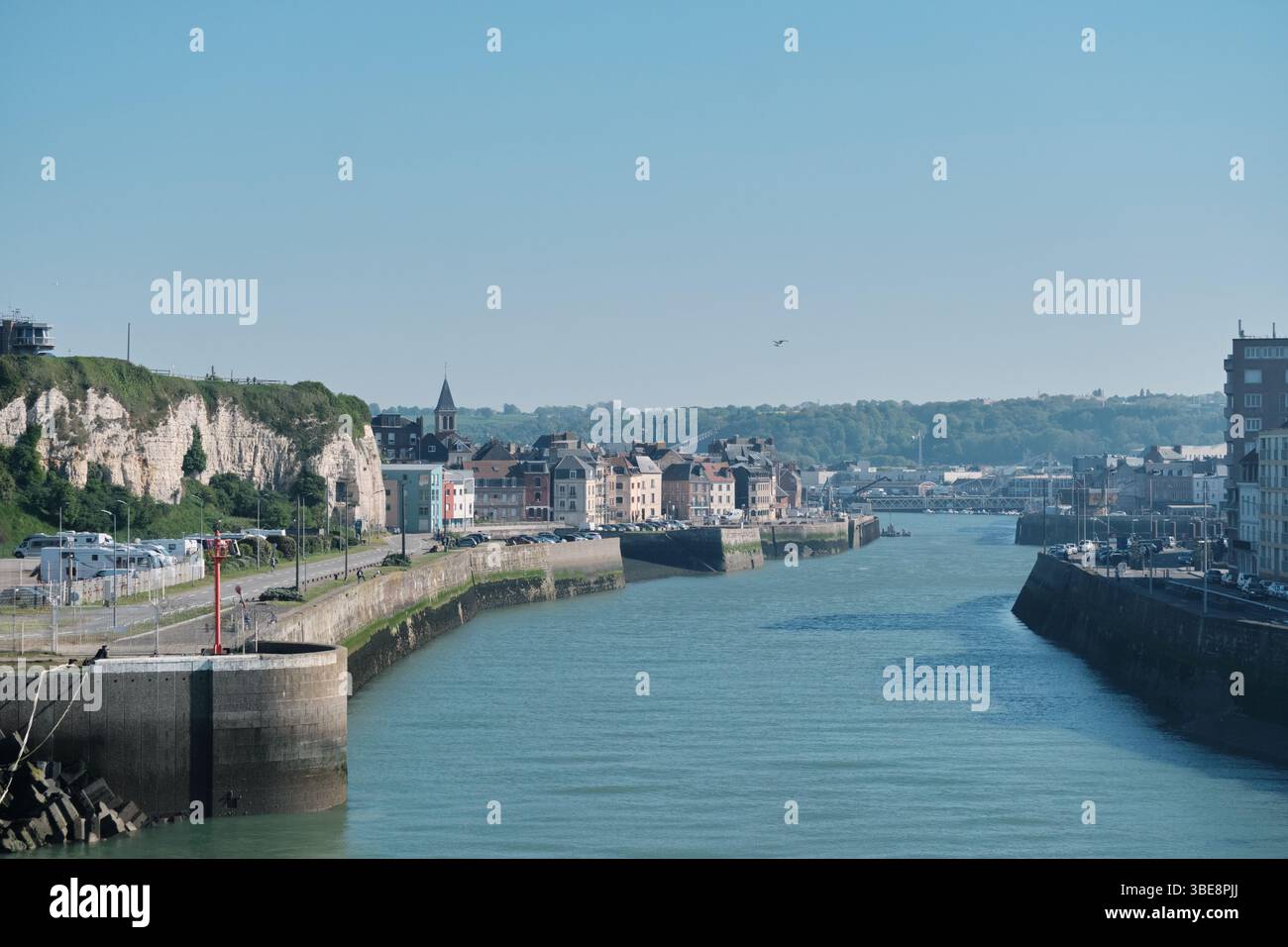Dieppe, Normandy, France - 30 April 2025. Entrance to Dieppe harbour ...
