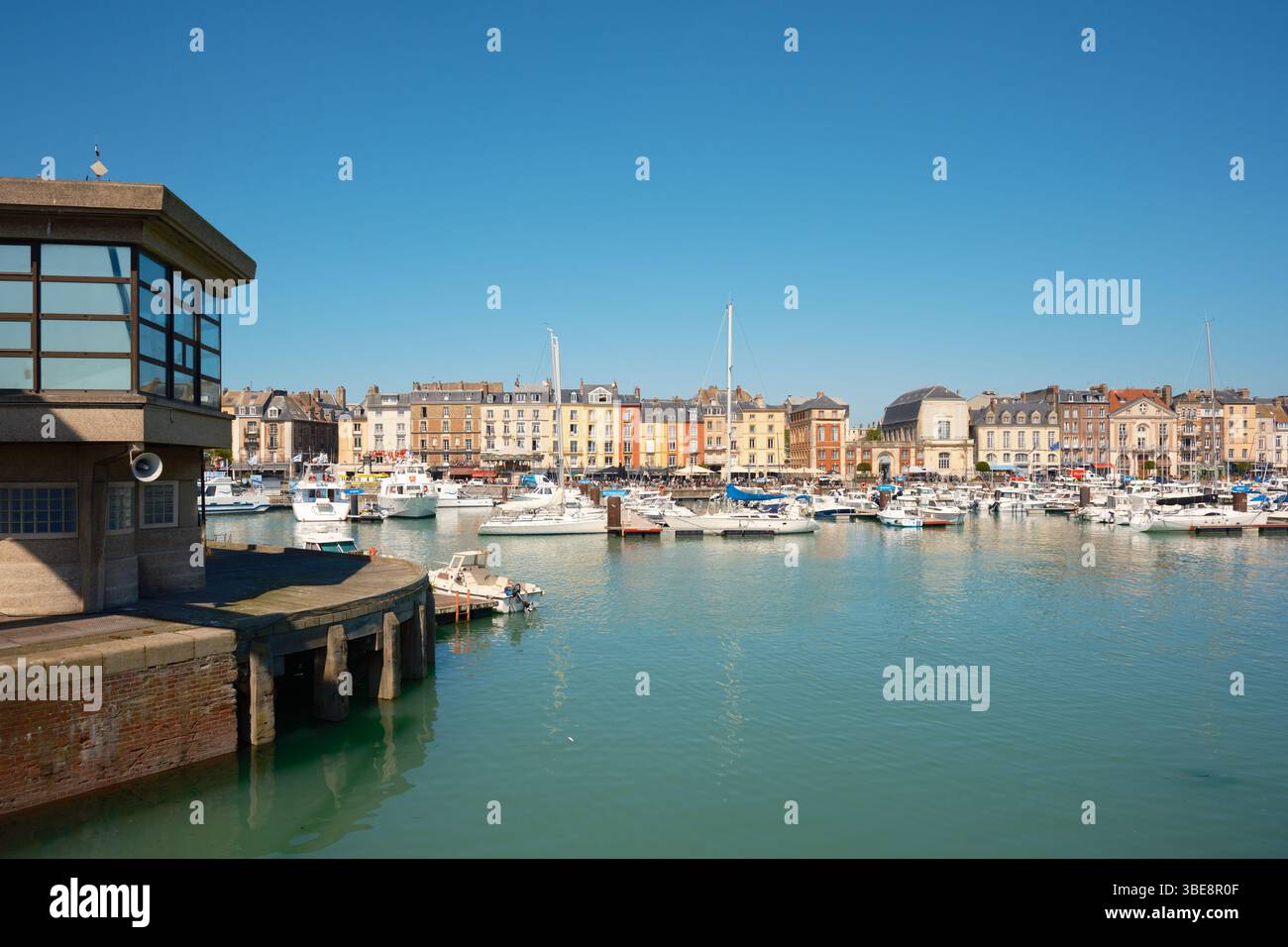 Dieppe, Normandy, France - 29 April 2025. Scenic view of Dieppe marina with moored boats and ...