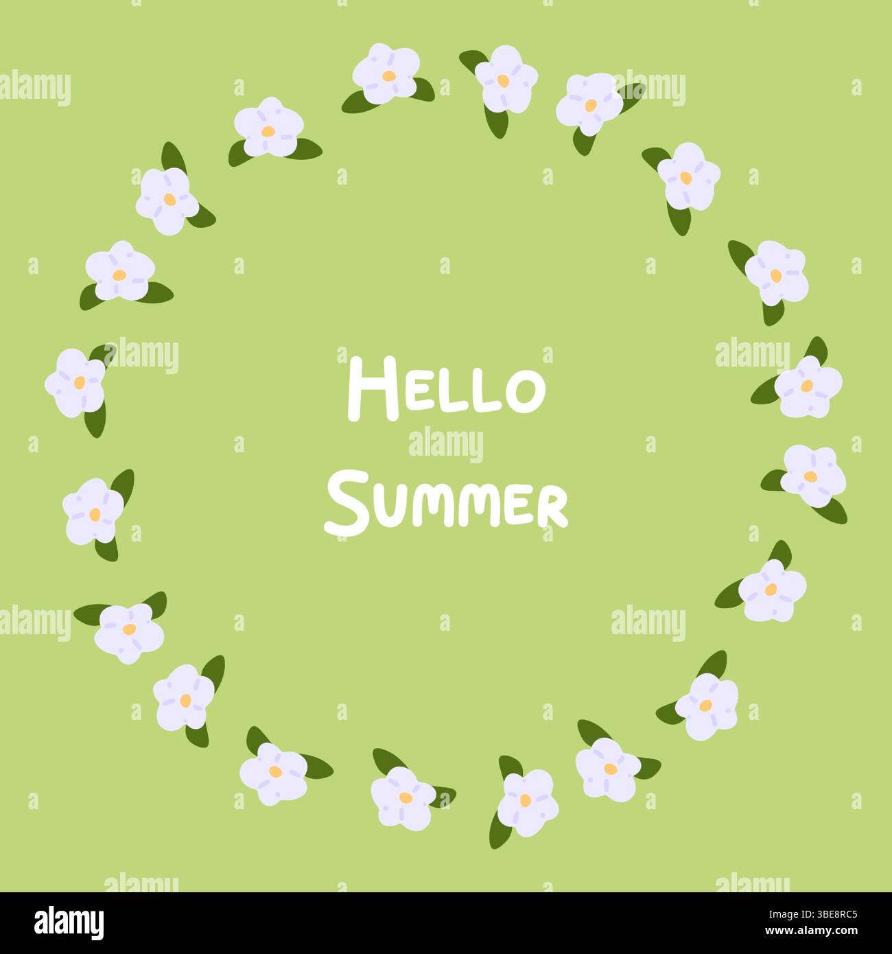 White Flower Wreath Green Background Stock Vector Image & Art - Alamy