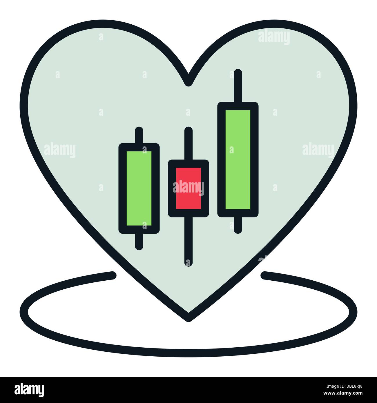 Candlestick Pattern inside Big Heart vector I Love Trading concept ...