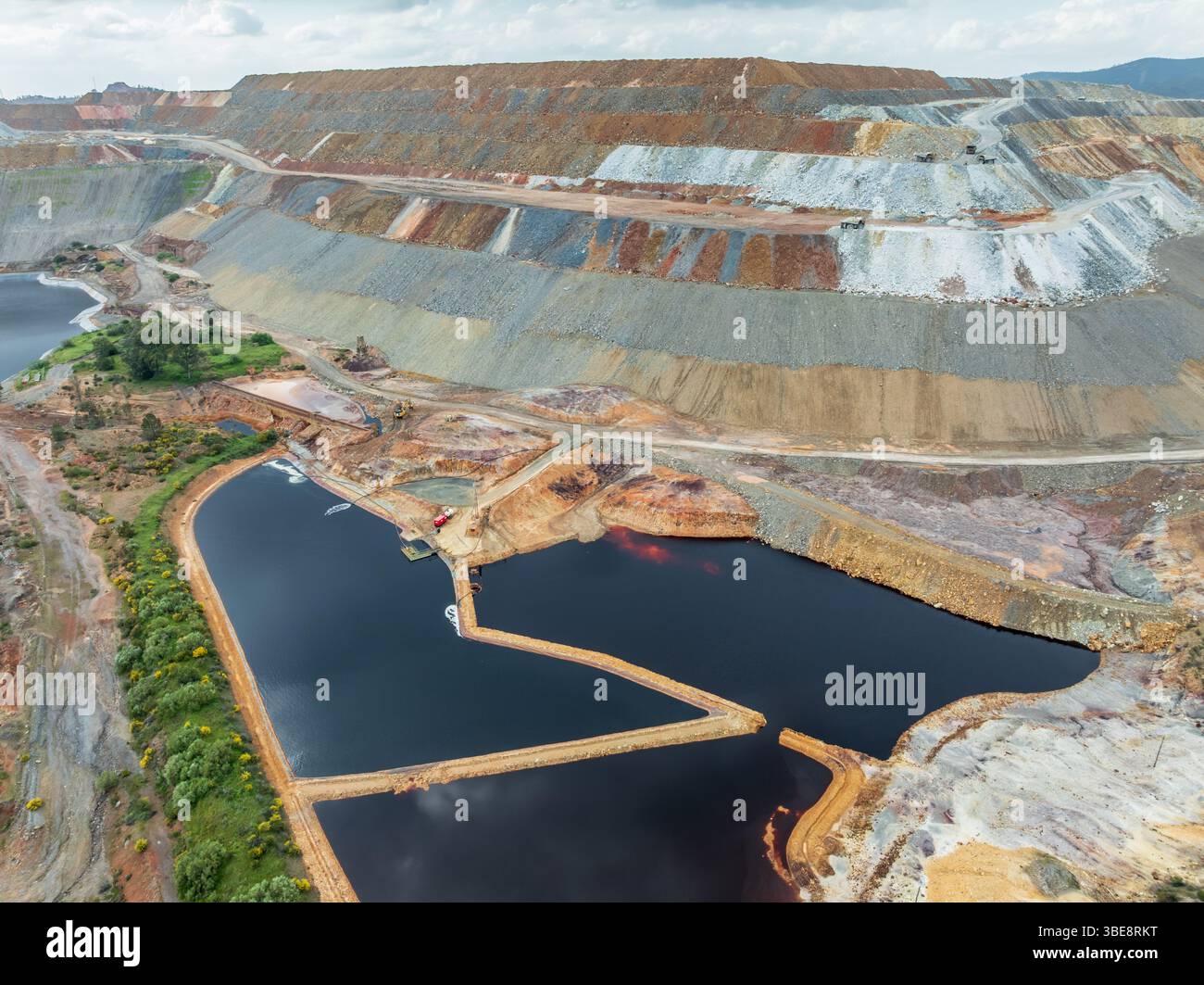 Aerial view of open pit mining, copper mine, Rio Tinto, Minas de Rio ...
