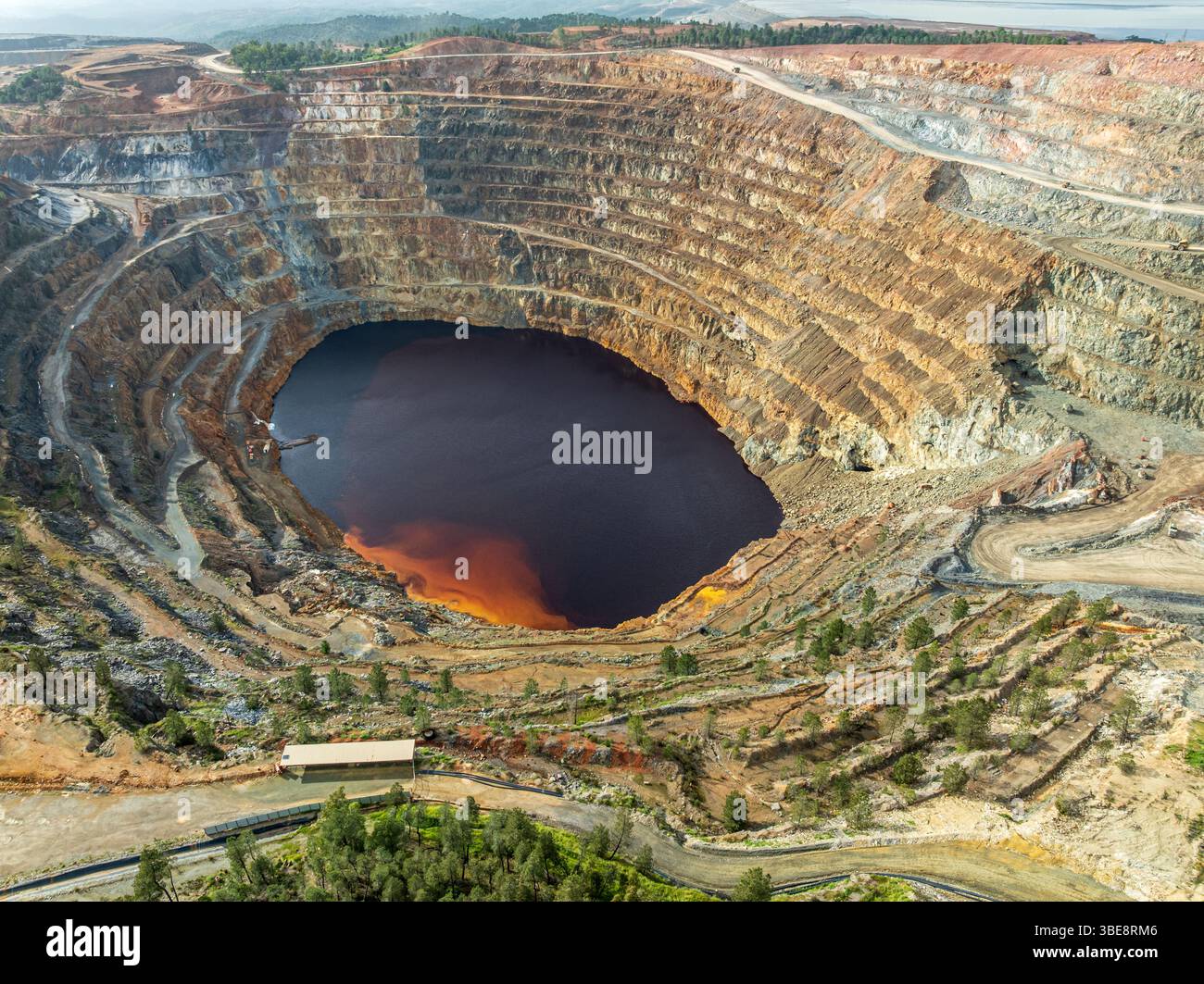 Aerial view of Corta Atalaya open pit mine, copper mine, Rio Tinto ...