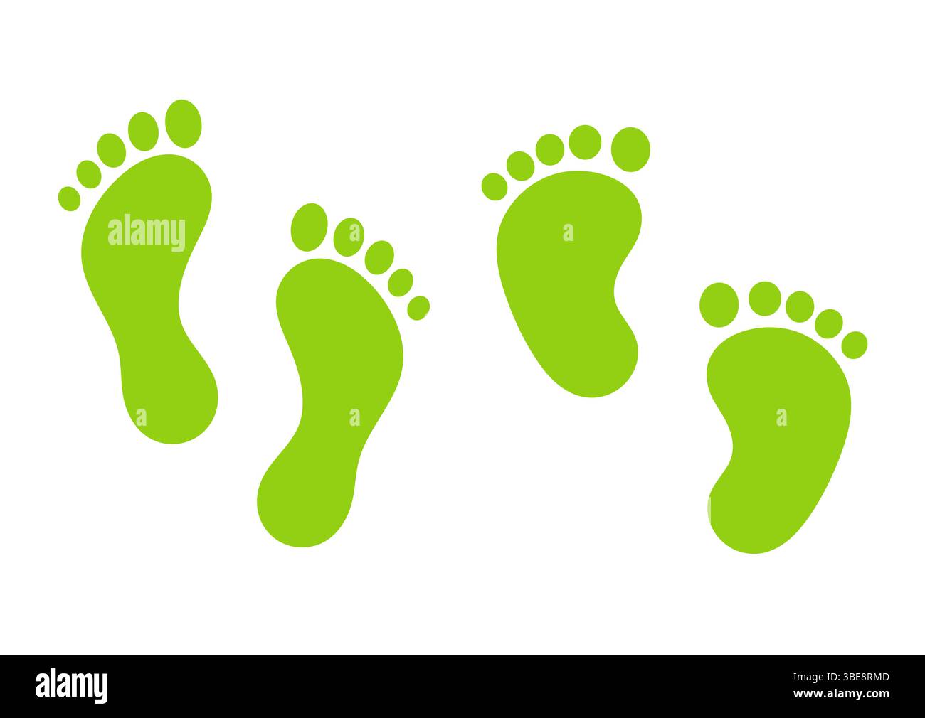 Green footprints symbolize progress and eco-friendly steps. Vector ...