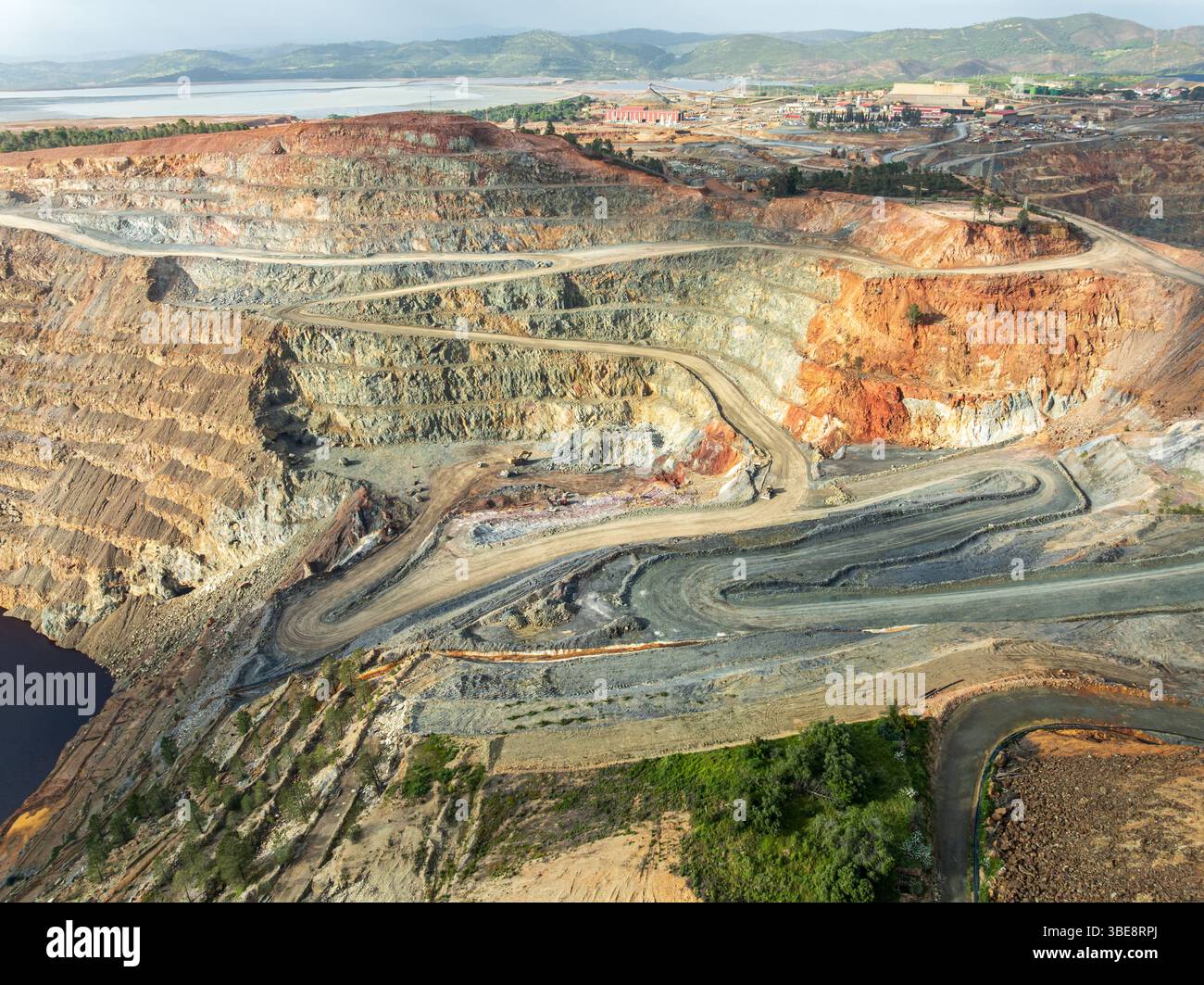 Aerial view of Corta Atalaya open pit mine, copper mine, Rio Tinto ...