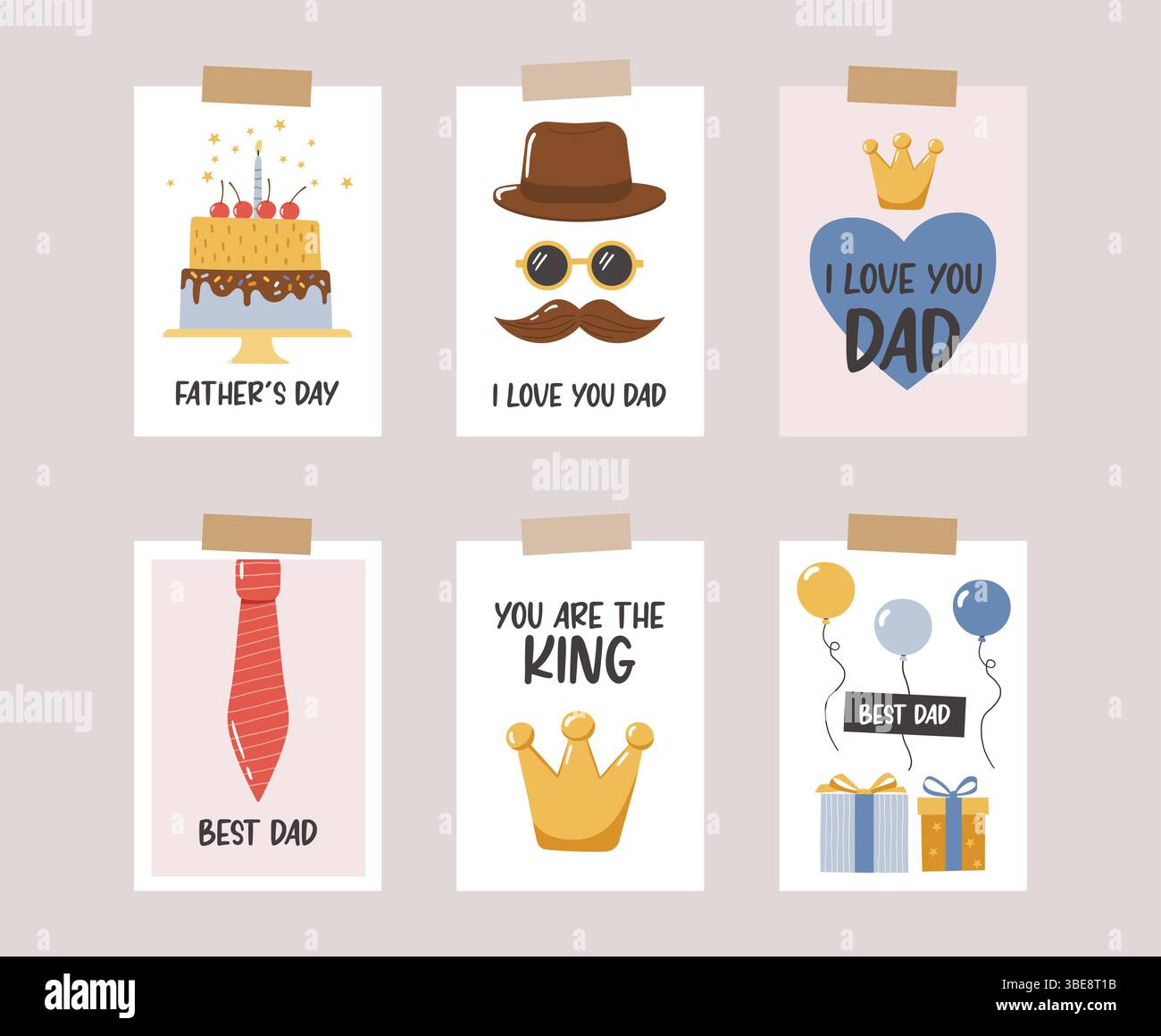 Father day elements collection. Design for posters, banner, greeting ...