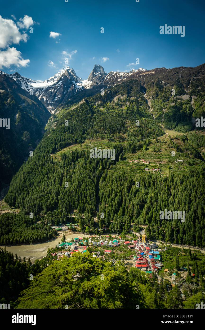 Stunning aerial view of Harsil Valley town in Uttarkashi, Uttarakhand ...