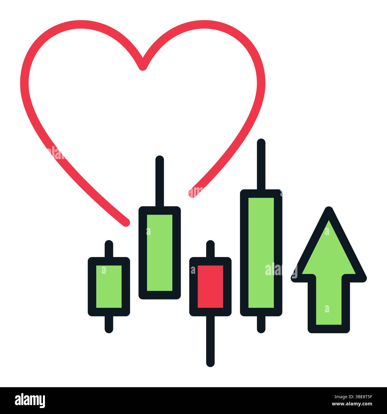 Crypto Chart and Heart vector concept colored icon or logo element ...