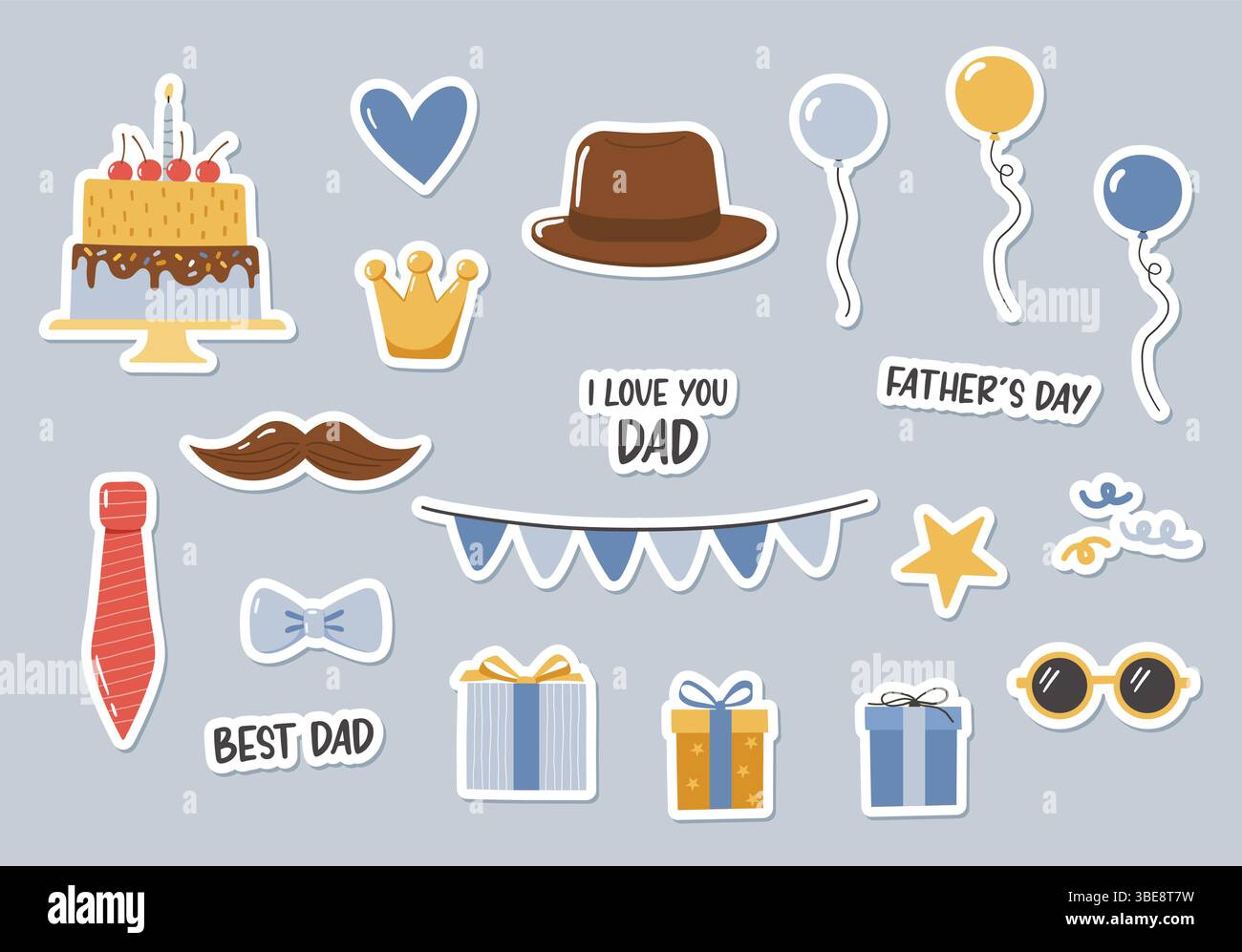 Father day elements collection. Design for posters, banner, greeting ...