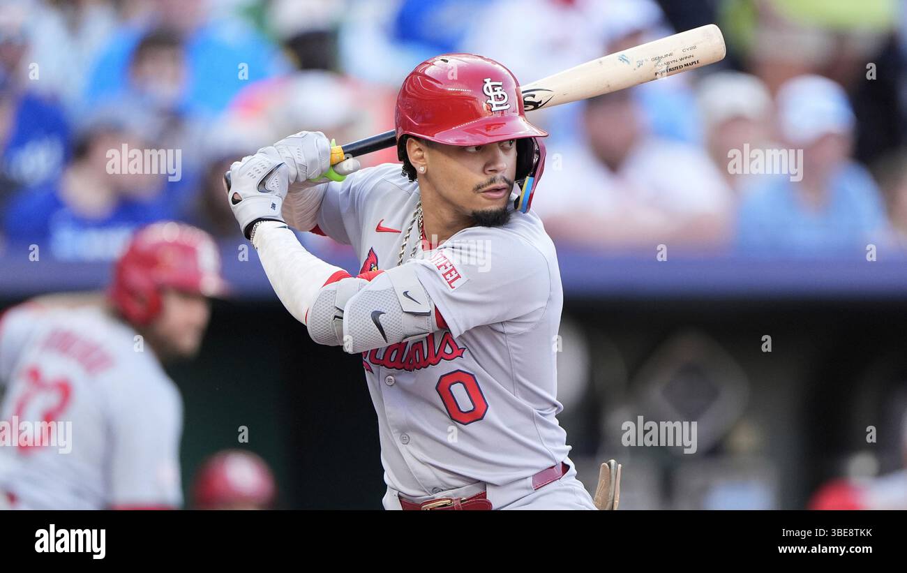St. Louis Cardinals' Masyn Winn bats during the first inning of a ...