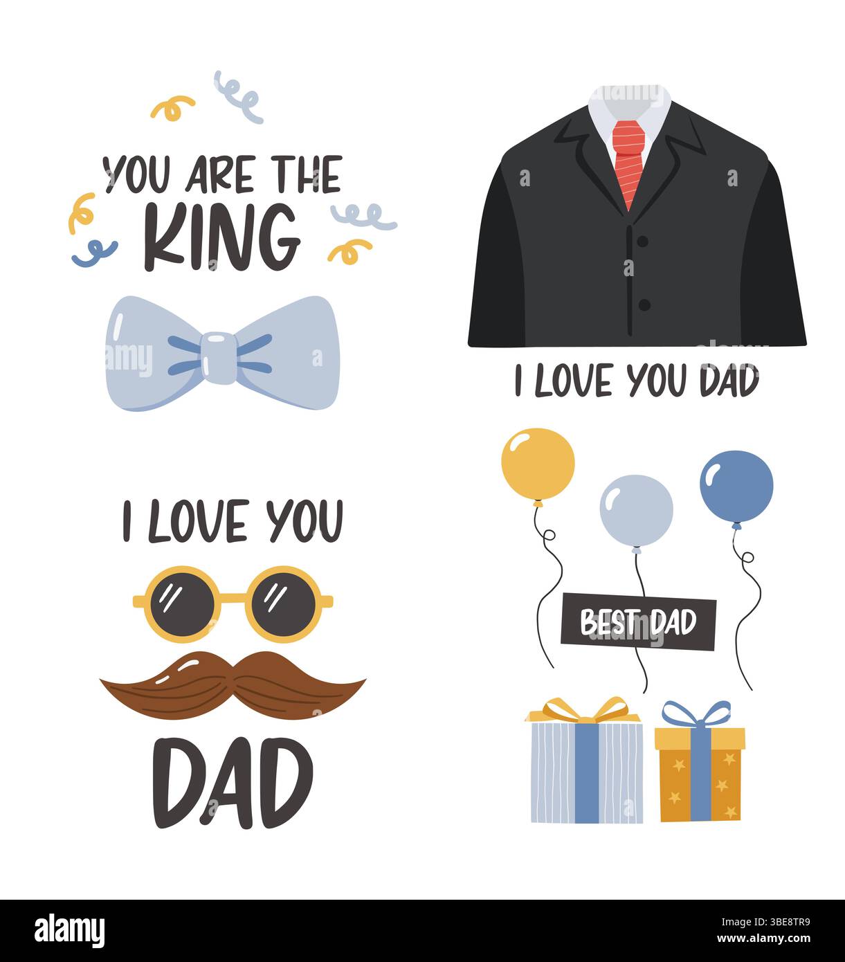 Father day elements collection. Design for posters, banner, greeting ...