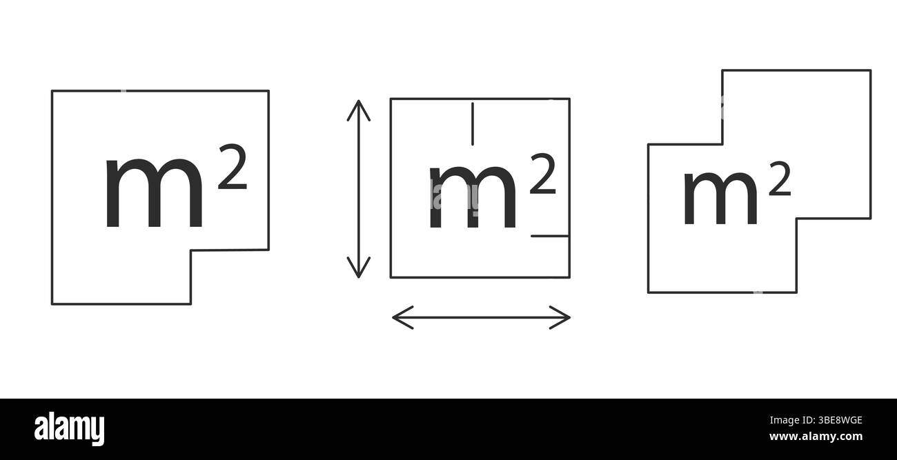 Square meter icon line quantity area, m2 measuring area sign symbol ...