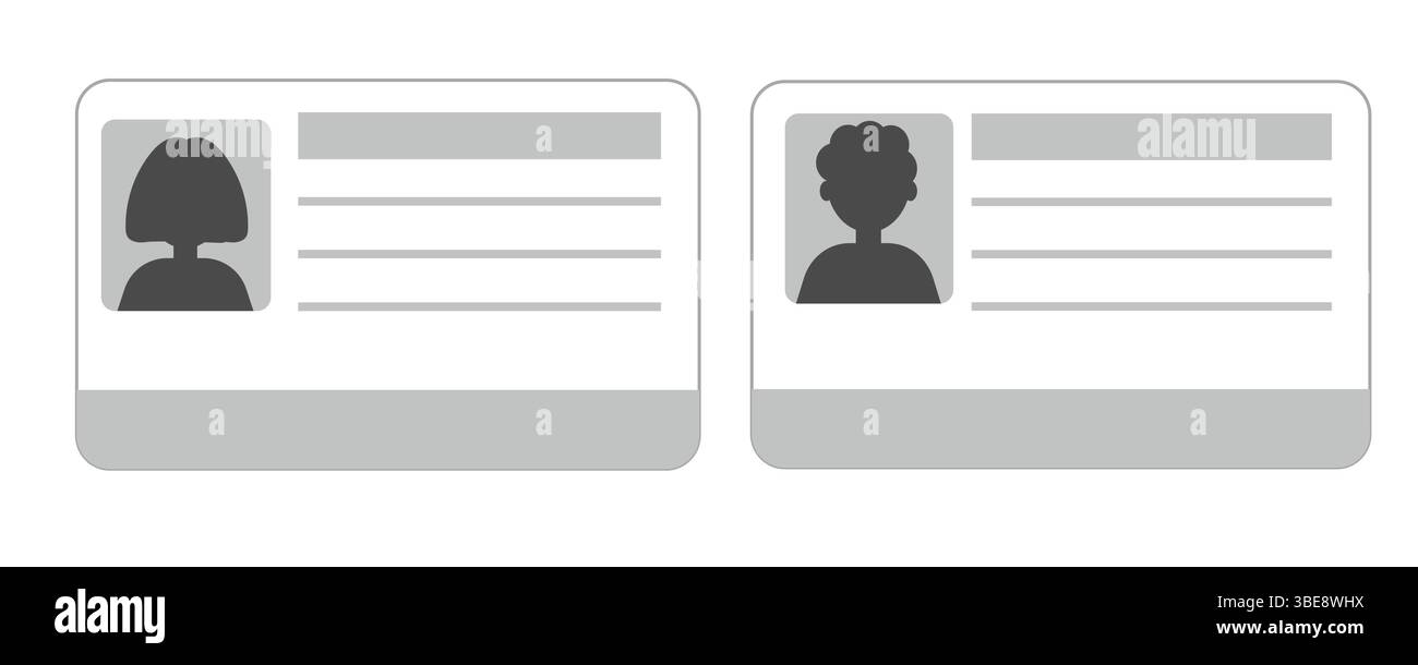 Id card identification badge simple icon. Driver license, verify document. Biometric membership ...
