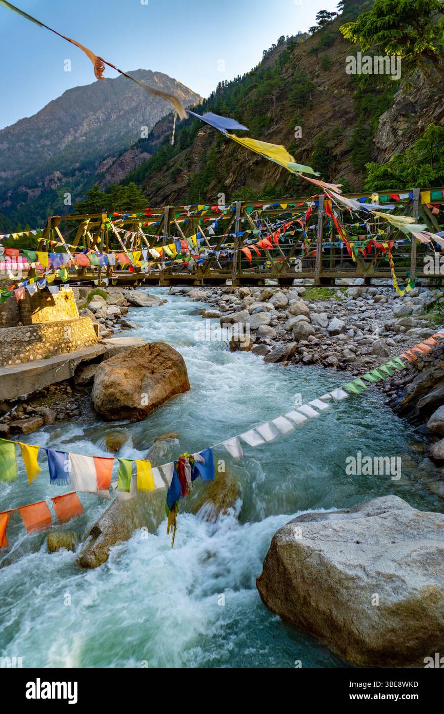A sacred Ganges tributary, Bhagirathi River flows from Gangotri Glacier ...