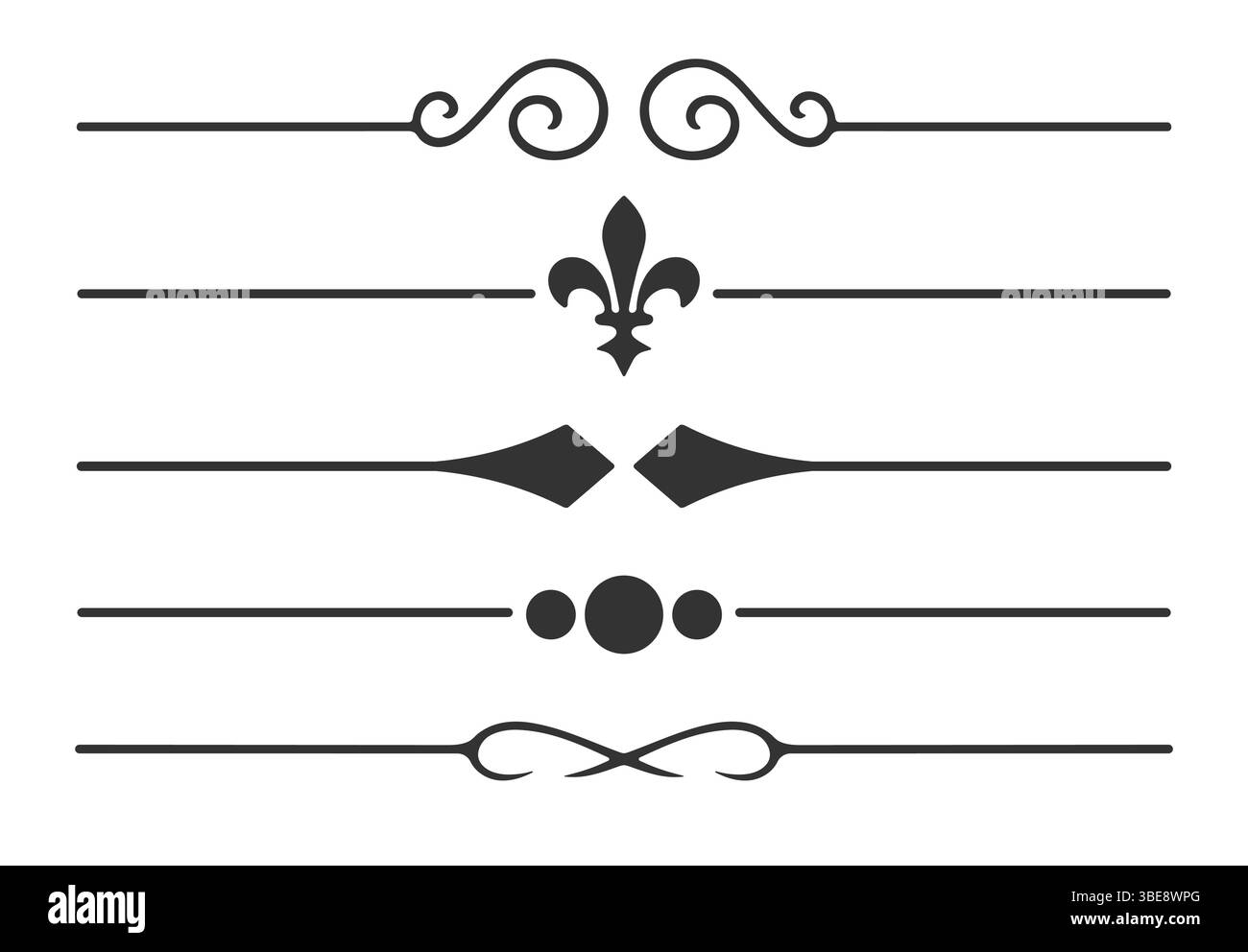 Set of Vintage decorative ornament lines.Text dividers. Line border ...
