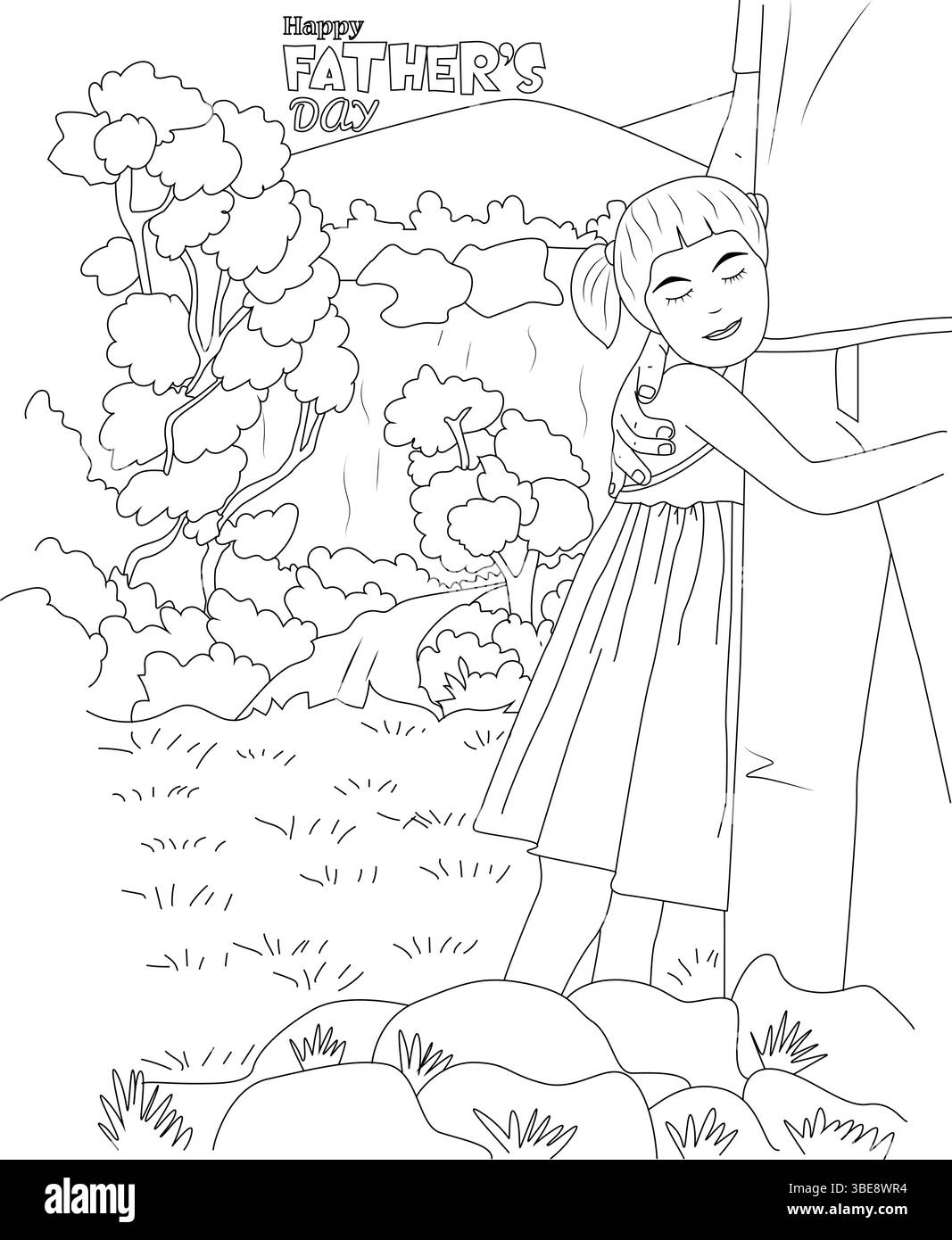 A black and white outline illustration perfect for coloring, depicting ...