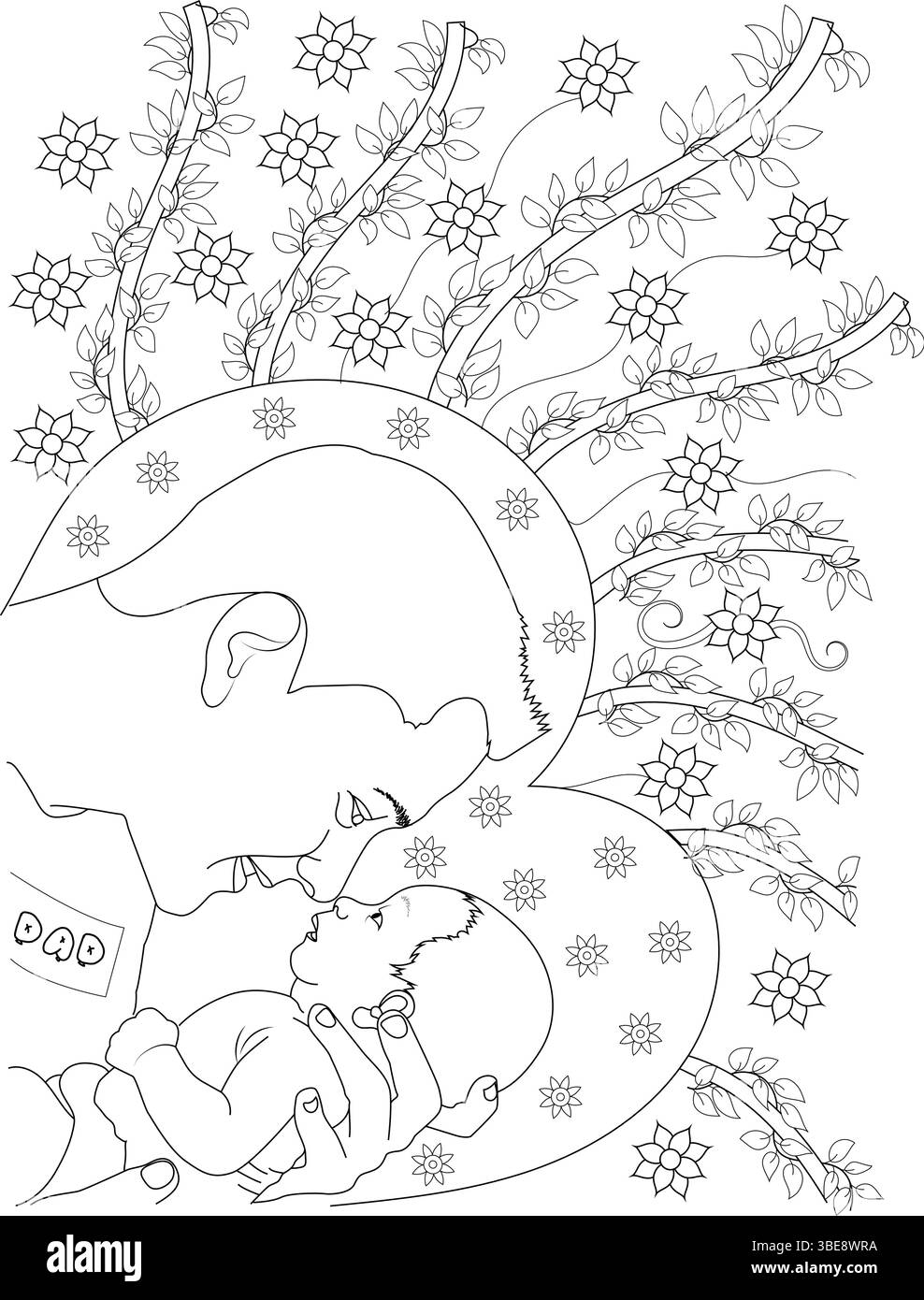 Simple black and white line drawing illustration depicting a tender ...