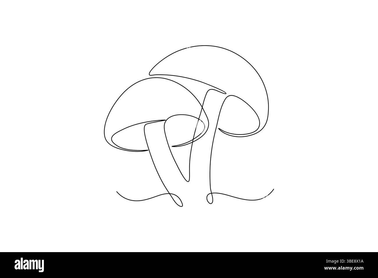 Mushrooms drawing and art by one continuous line isolated vector icon ...