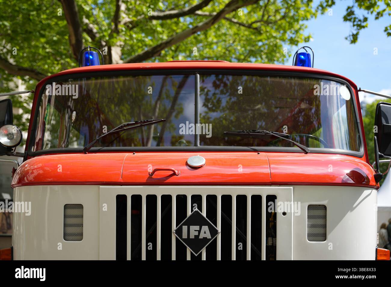 Germany Berlin May 11, 2025. IFA Fire Engine GDR. A former GDR fire ...