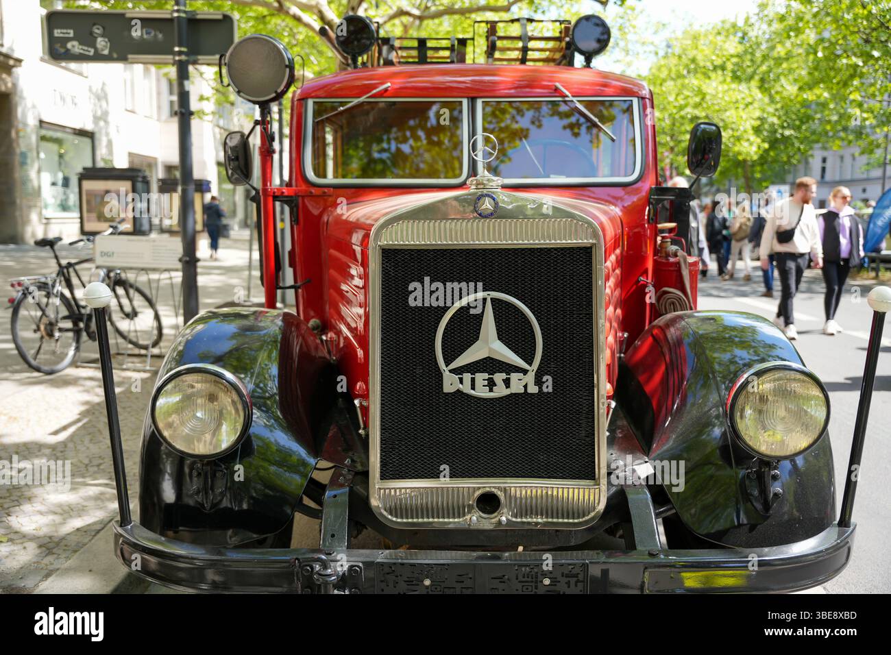 Germany Berlin May 11, 2025. Mercedes-Benz Fire Department Veteran front view. Historic Mercedes ...