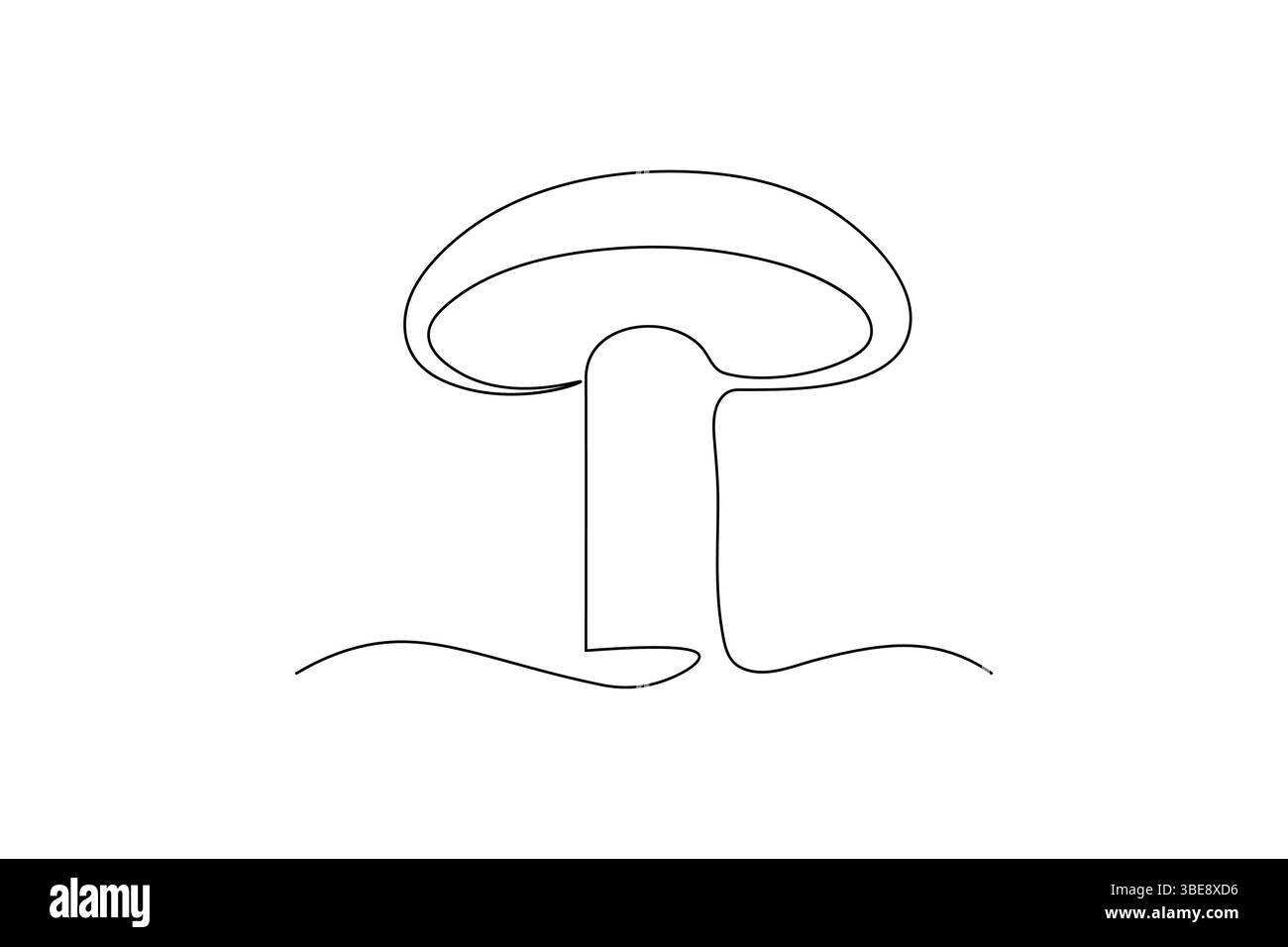 Mushrooms drawing and art by one continuous line isolated vector icon ...