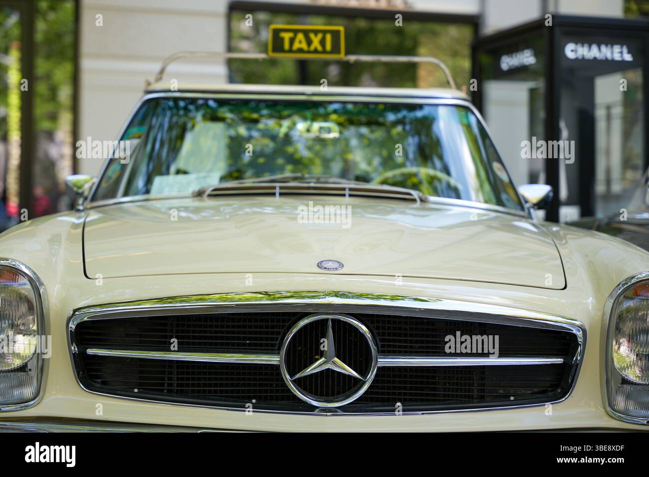Germany Berlin May 11, 2025. Mercedes-Benz W113 Pagoda as a taxi. A ...