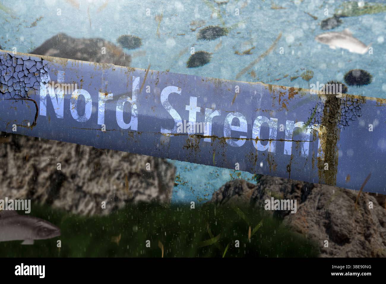 Bavaria, Germany - May 28, 2025: PHOTOMONTAGE, Nord Stream gas pipeline ...