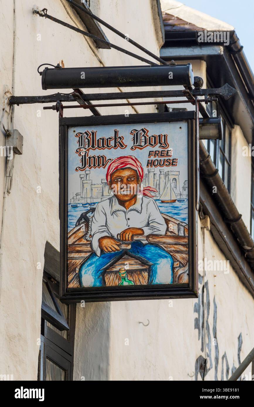 Black Boy Inn sign, Caernarfon, Gwynedd, Wales Stock Photo - Alamy