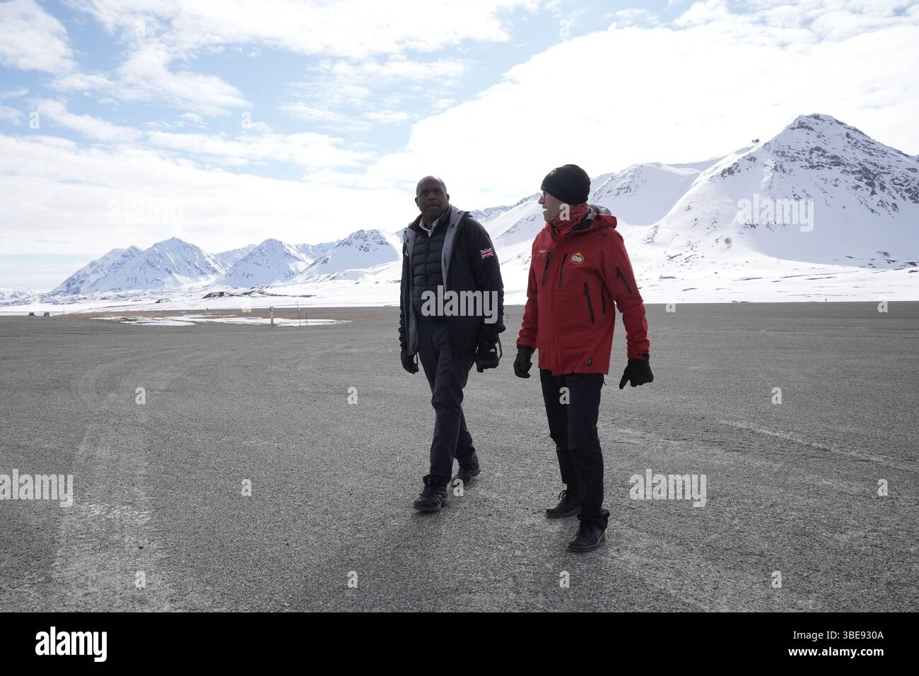 Foreign Secretary David Lammy with Norway's Foreign Minister Barth Eide arriving in Ny-Alesund ...