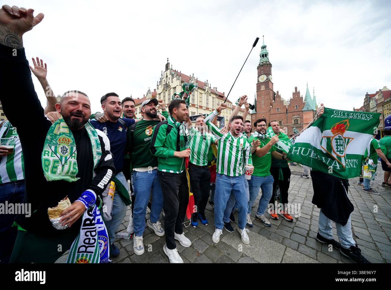 Real Betis fans show their support in the Rynek Glowny (Main Market ...