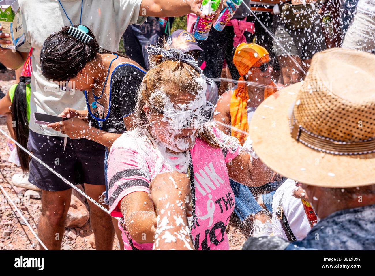 Revellers Spraying Artificial Snow Spray At Each Other At The Carnival ...