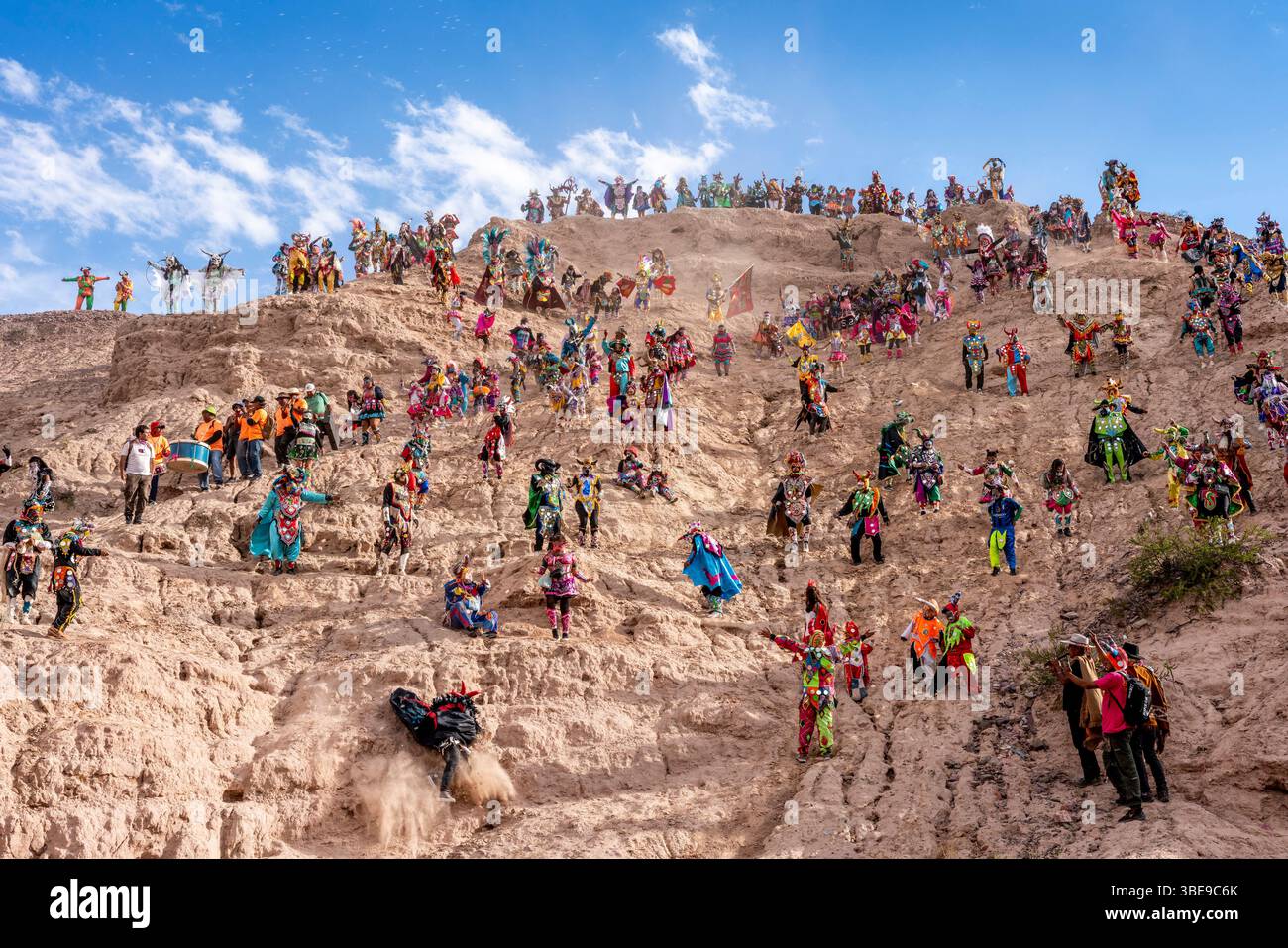 Local People Dressed As Devils Descend From The Cerro Blanco During The ...
