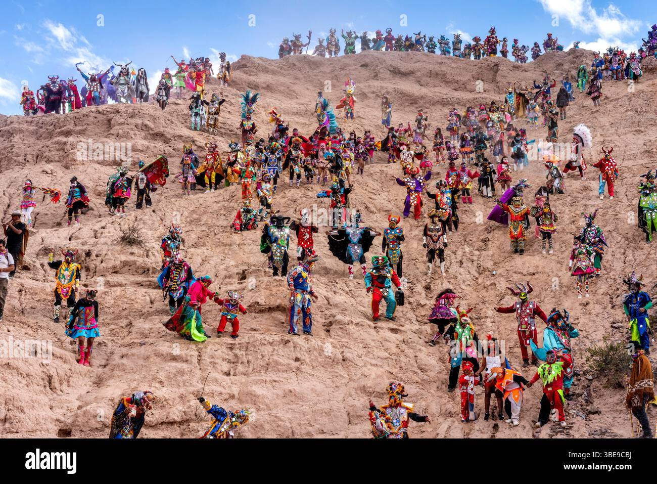 Local People Dressed As Devils Descend From The Cerro Blanco During The ...