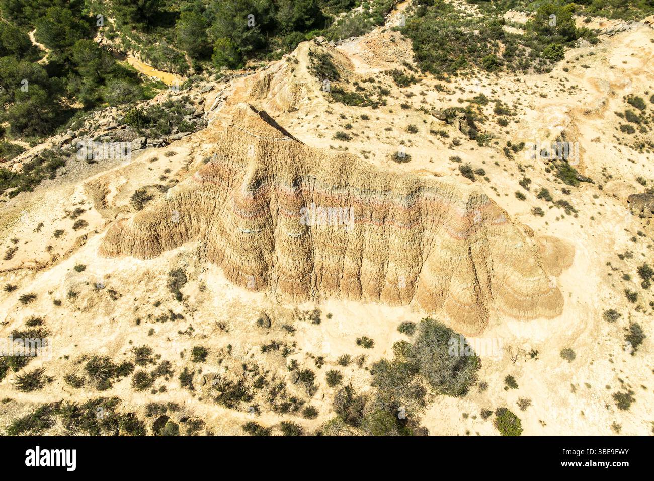 Colorful sandstone rock formation, desert, along gravel road Ruta ...