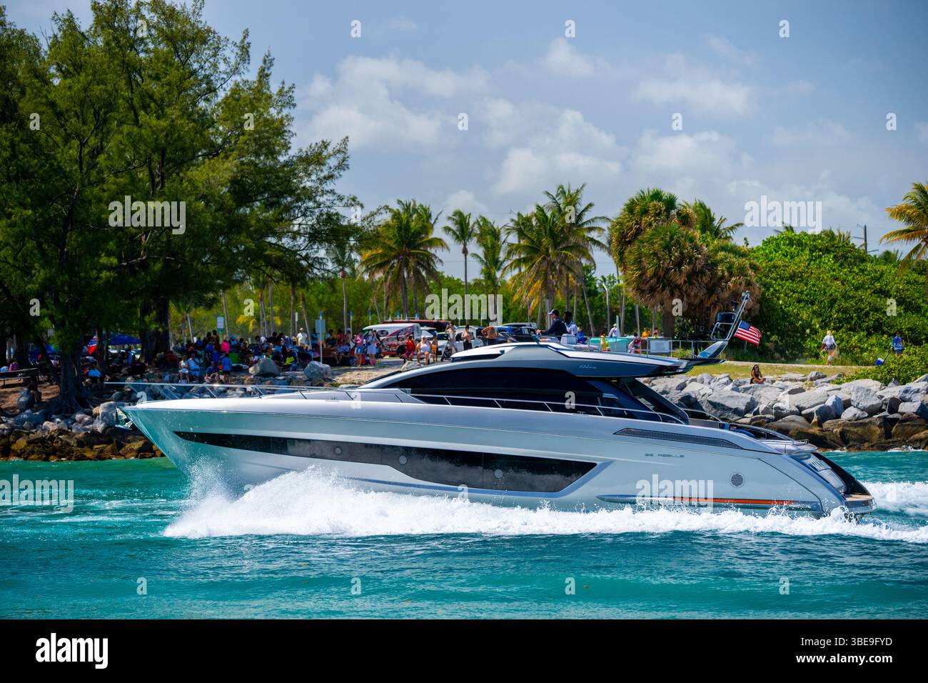 Miami Beach, FL, USA - May 25, 2025: Stock image luxury yacht Miami ...