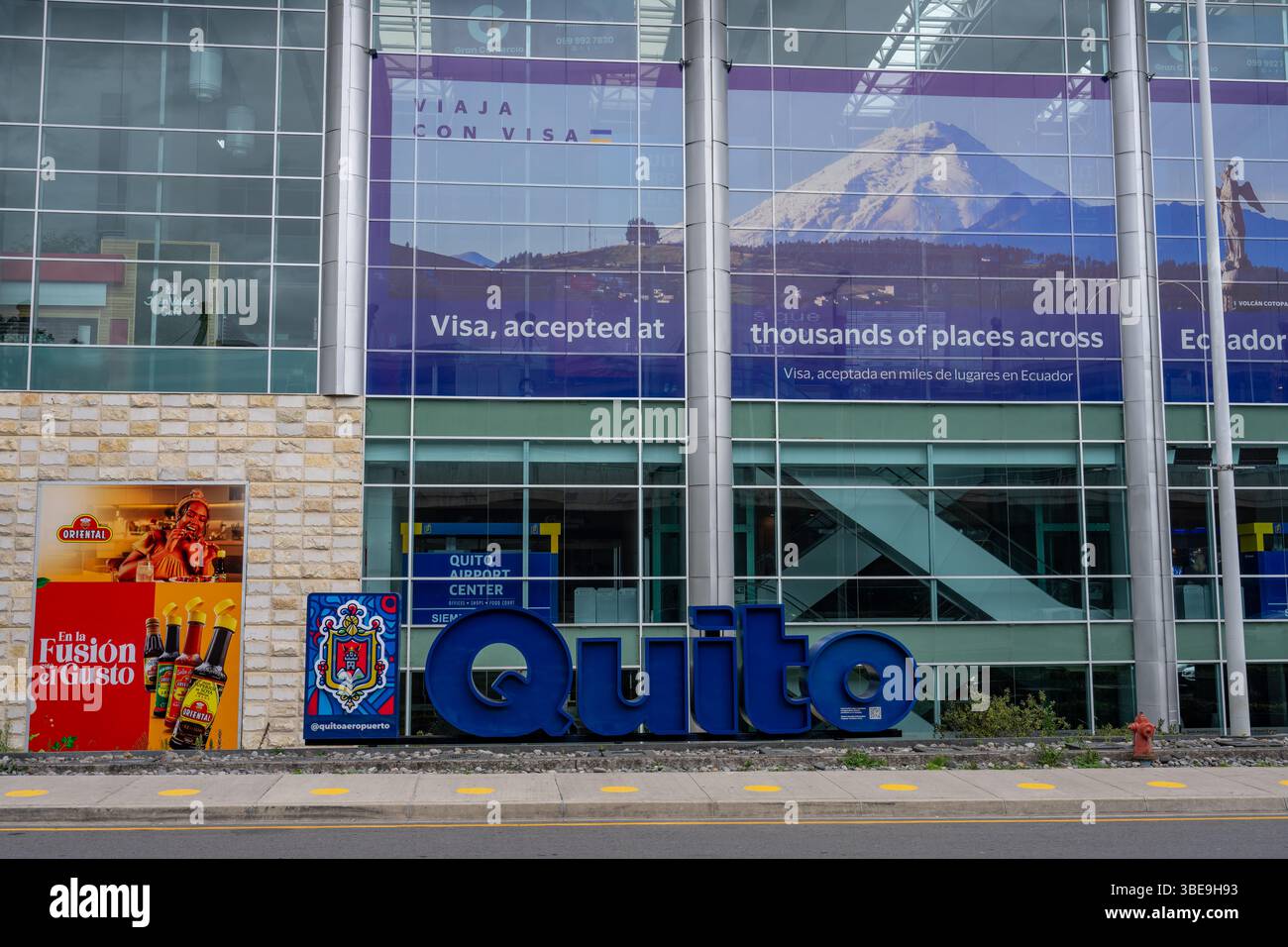 A 3-D Quito sign in front of the Quito Airport Center at Mariscal Sucre ...