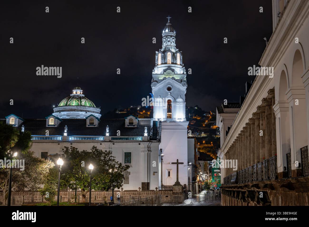 The Metropolitan Cathedral of Quito, Ecuador and the facade of the ...
