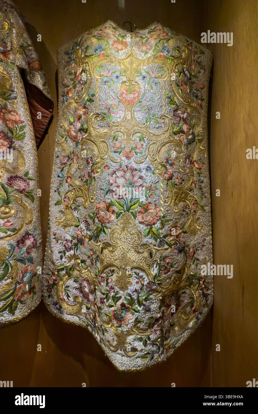 Antique vestments in the Treasure Room in the museum of the Quito ...