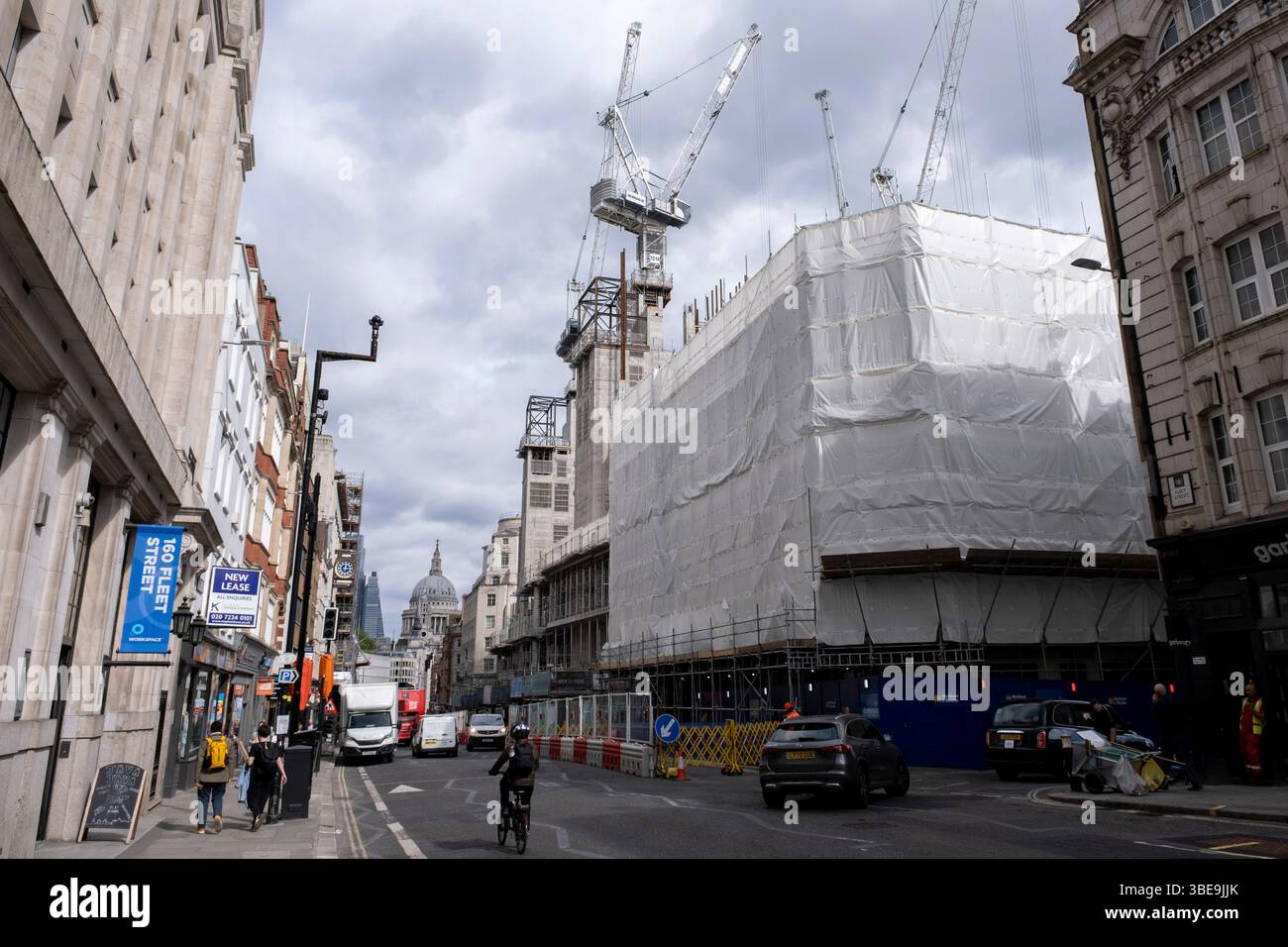Construction underway of The Salisbury Square Development in EC4 looking along Fleet Street ...